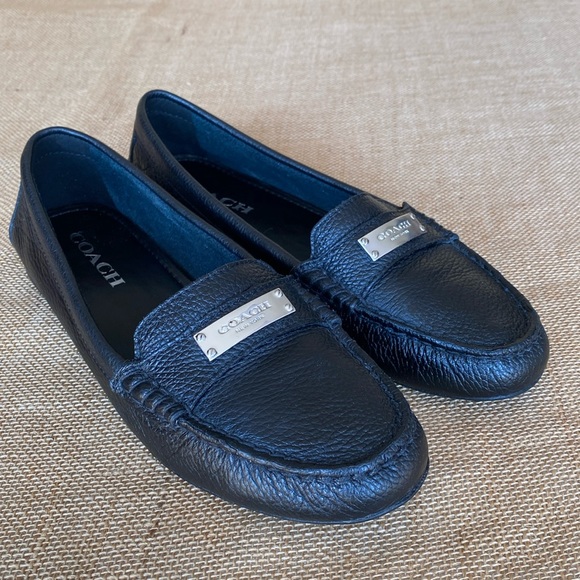Coach | Shoes | Coach Fredrica Black Pebbled Leather Loafers Womens ...